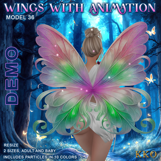 Second Life Marketplace - [KKO] Wings with animation - Model 36 DEMO